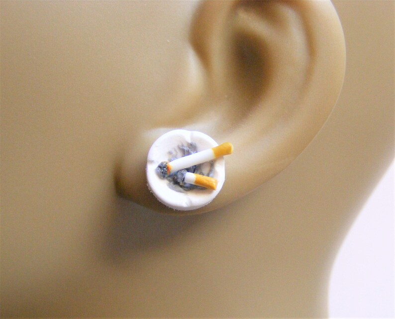 Ashtray Earrings Cigarette Earrings Smokers Earrings Gift - Etsy