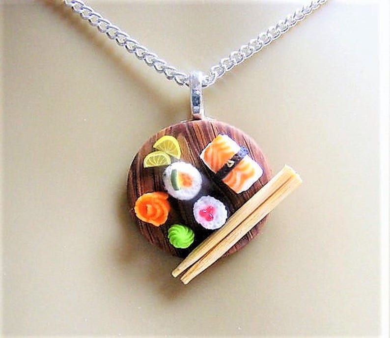 Food Jewelry Sushi Necklace Sushi Pendant Sushi Jewelry | Etsy