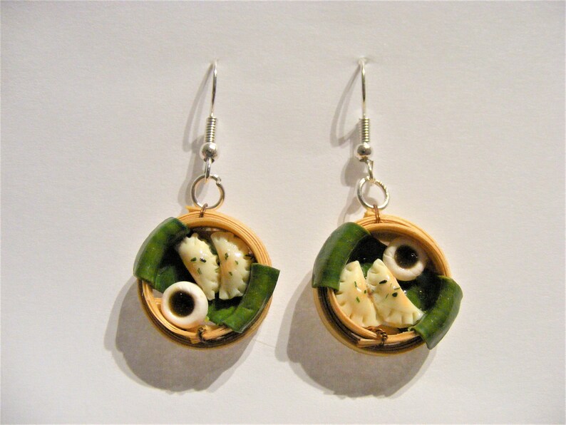 Food Jewelry Steamed Dumpling Earrings Mini Food Pierced or - Etsy