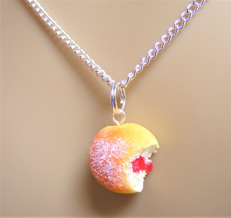 Food Jewelry, Jelly Donut Necklace, Jam Doughnut Necklace, Donut ...