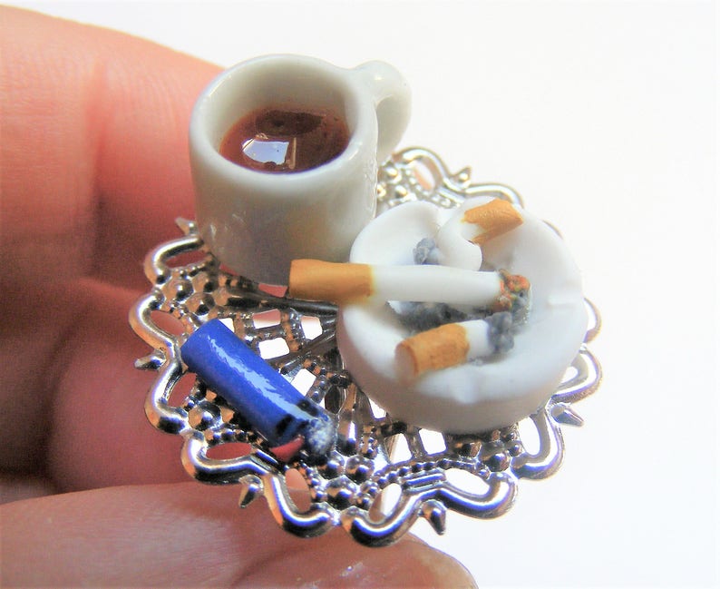 Ashtray ring Coffee and Cigarette ring smokers ring gift | Etsy