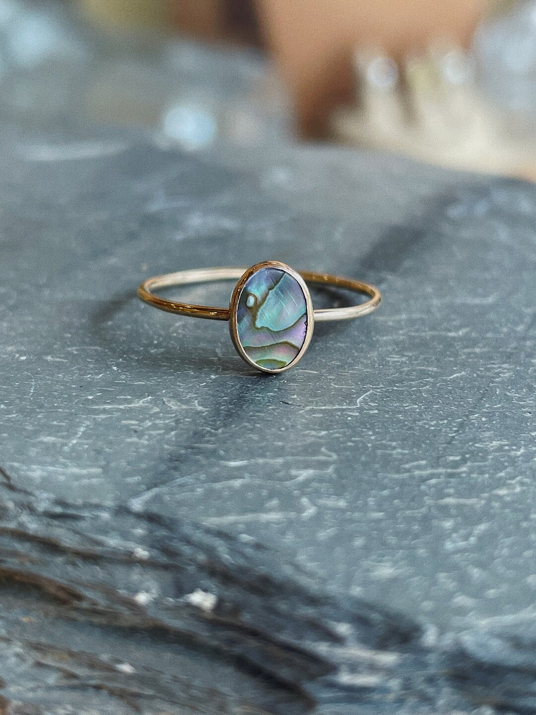 Oval Abalone Ring - Etsy