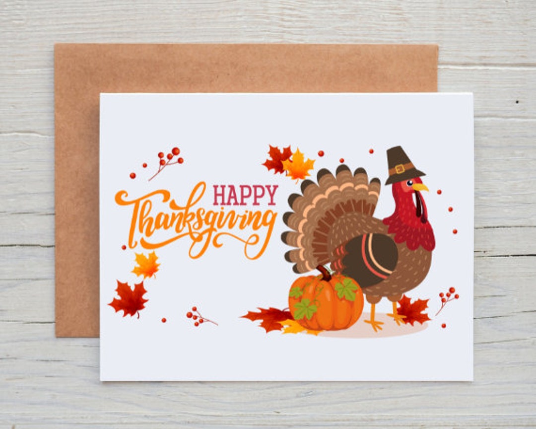 Happy Thanksgiving Card Printable Instant Digital Download, Turkey Day ...