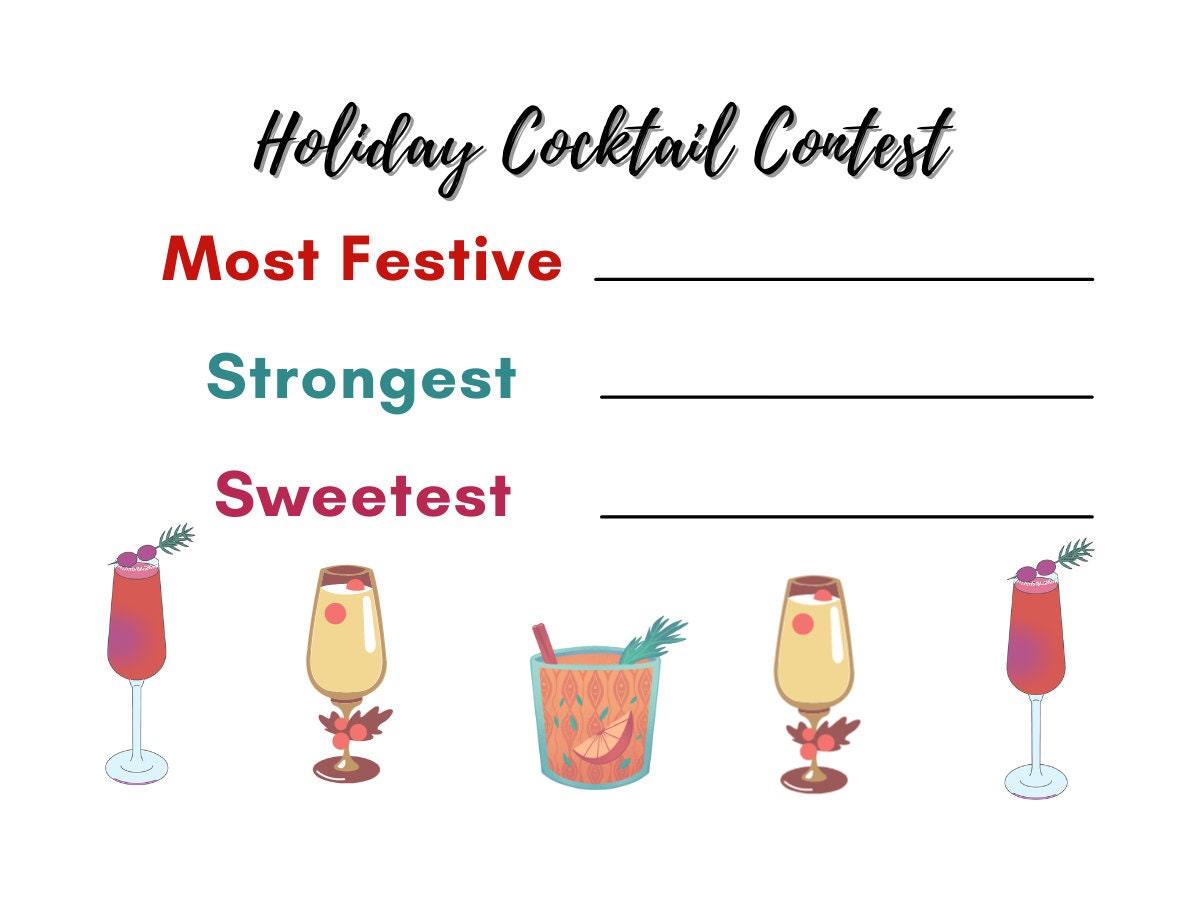 Holiday Cocktail Contest Voting Ballot Printable Instant Digital ...