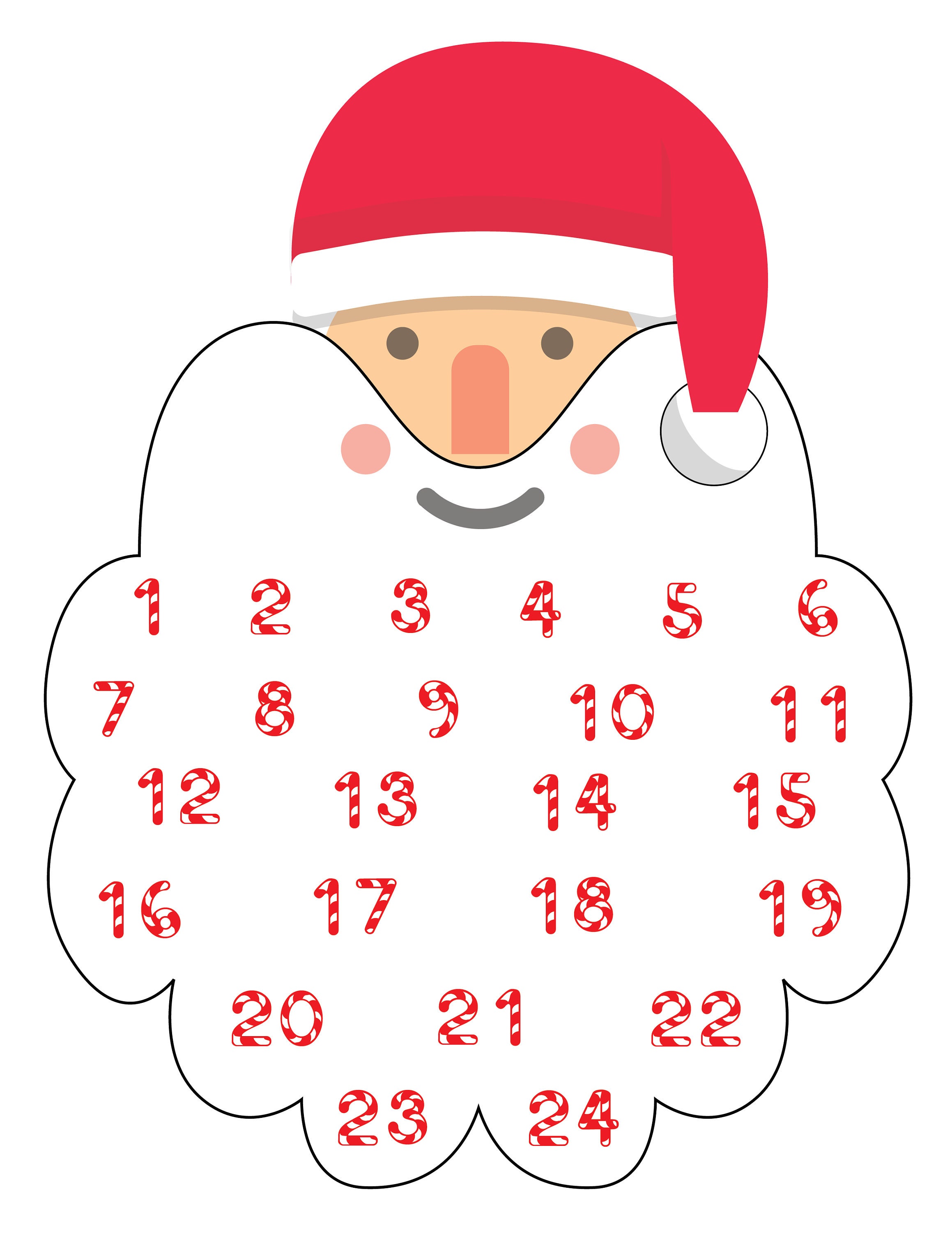 Printable Santa Countdown to Christmas Advent Calendar Printable ...