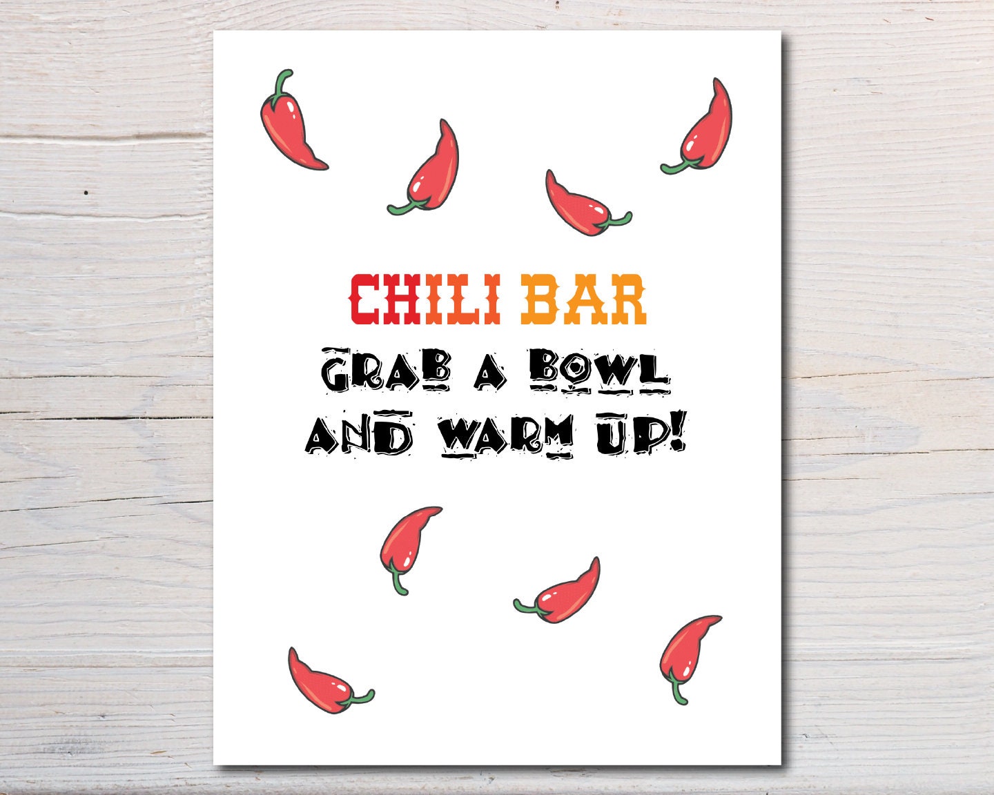 Chili Bar Sign Printable Instant Digital Download Chili Cook - Etsy
