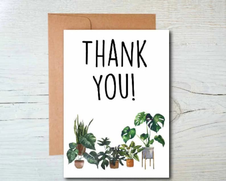 Plant Thank You Printable Card Instant Digital Download, Houseplant ...