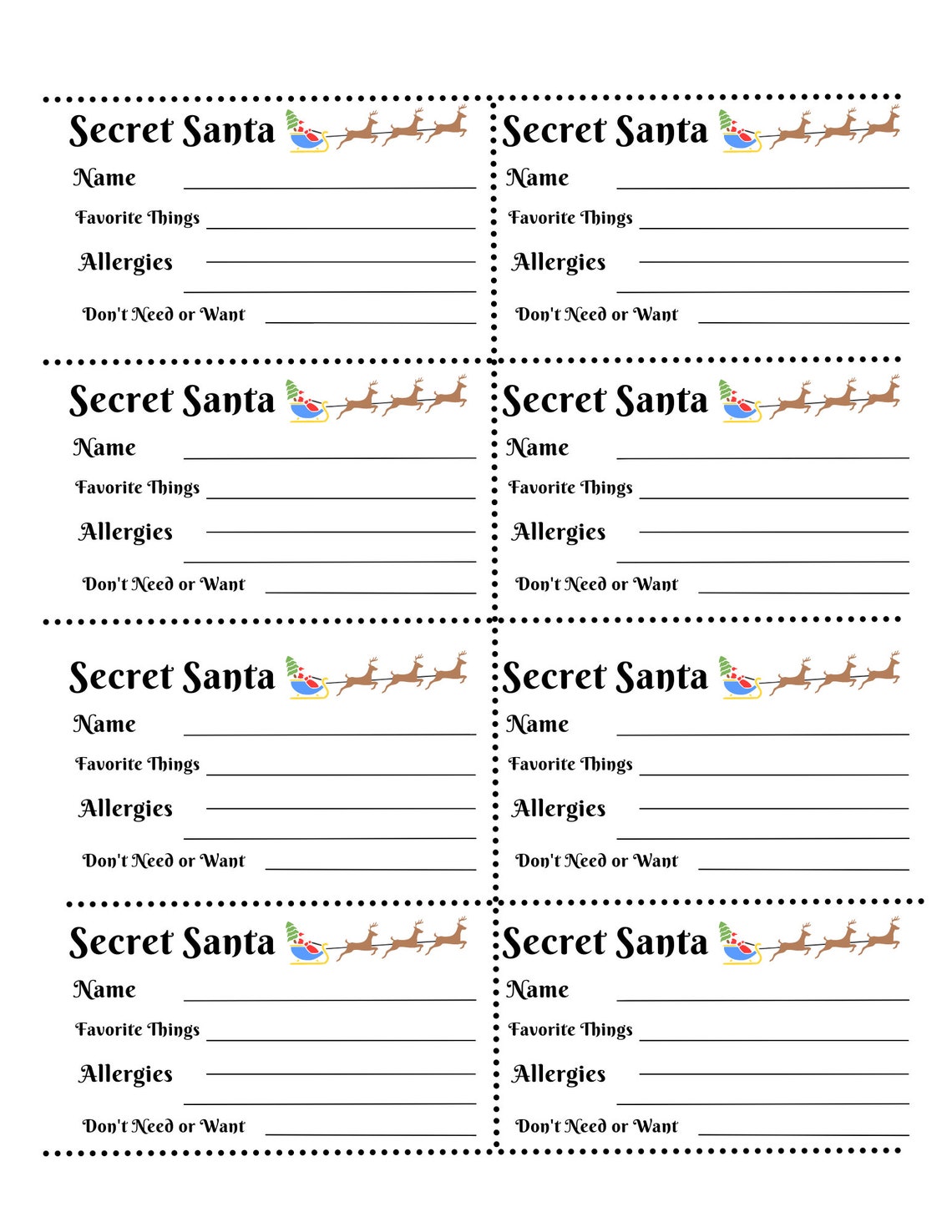 Secret Santa Gift Exchange Printable Instant Digital Download ...