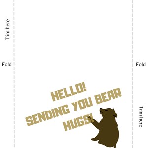 Bear Hugs Printable Card Instant Download, Hello Card, Sympathy Card ...