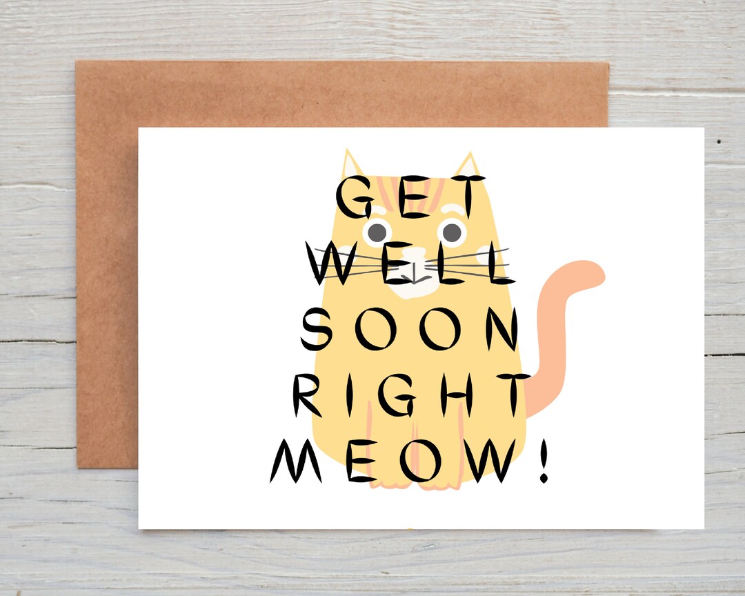 Get Well Soon Cat Printable Card Instant Digital Download, Get Well Cat ...