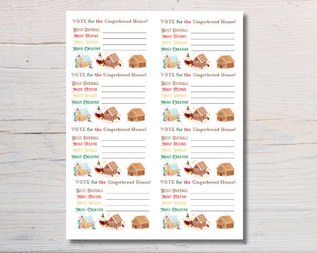 Gingerbread House Voting Ballot Printable Instant Digital Download ...