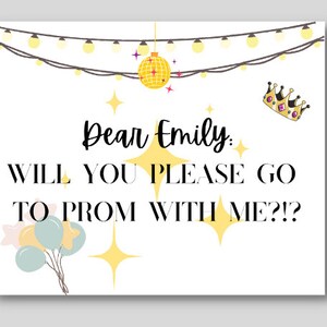 Custom Prom Proposal Sign Printable Instant Digital Download - Etsy