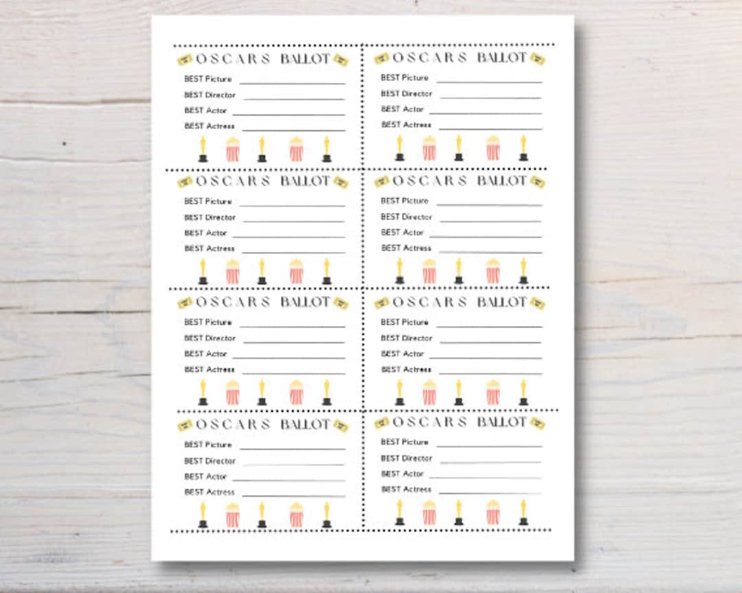 Oscars Ballot Printable Instant Digital Download, Oscars Scorecards ...