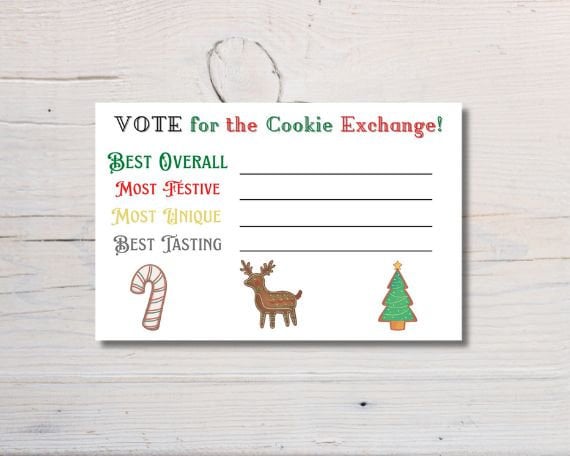 Cookie Exchange Voting Ballot Printable Instant Digital Download ...