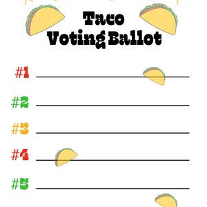 Taco Voting Ballot Printable Instant Digital Download, Best Tacos ...