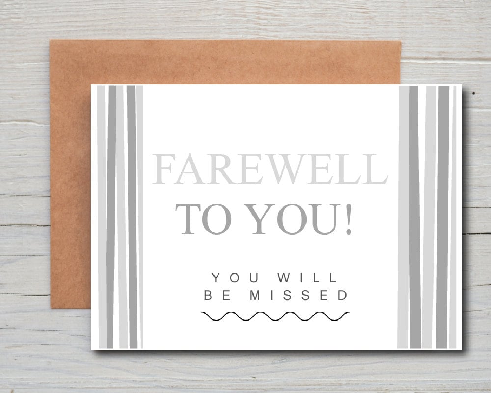 Farewell Card Foldable Printable Instant Digital Download, Appreciation ...