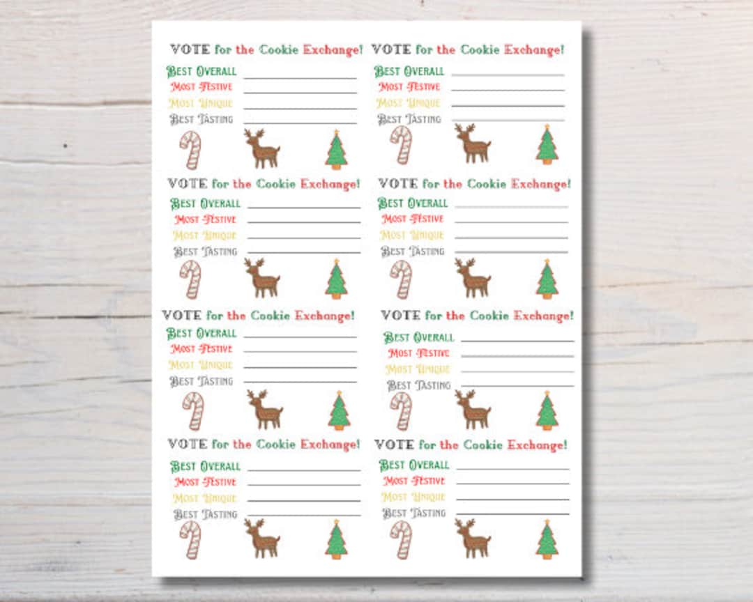 Cookie Exchange Voting Ballot Printable Instant Digital Download ...