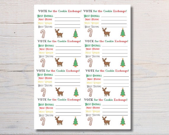 Cookie Exchange Voting Ballot Printable Instant Digital Download ...