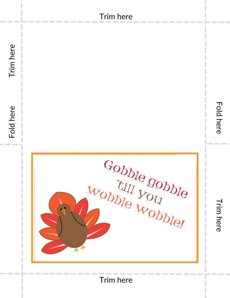 Turkey Thanksgiving Card Printable Instant Digital Download, Funny ...