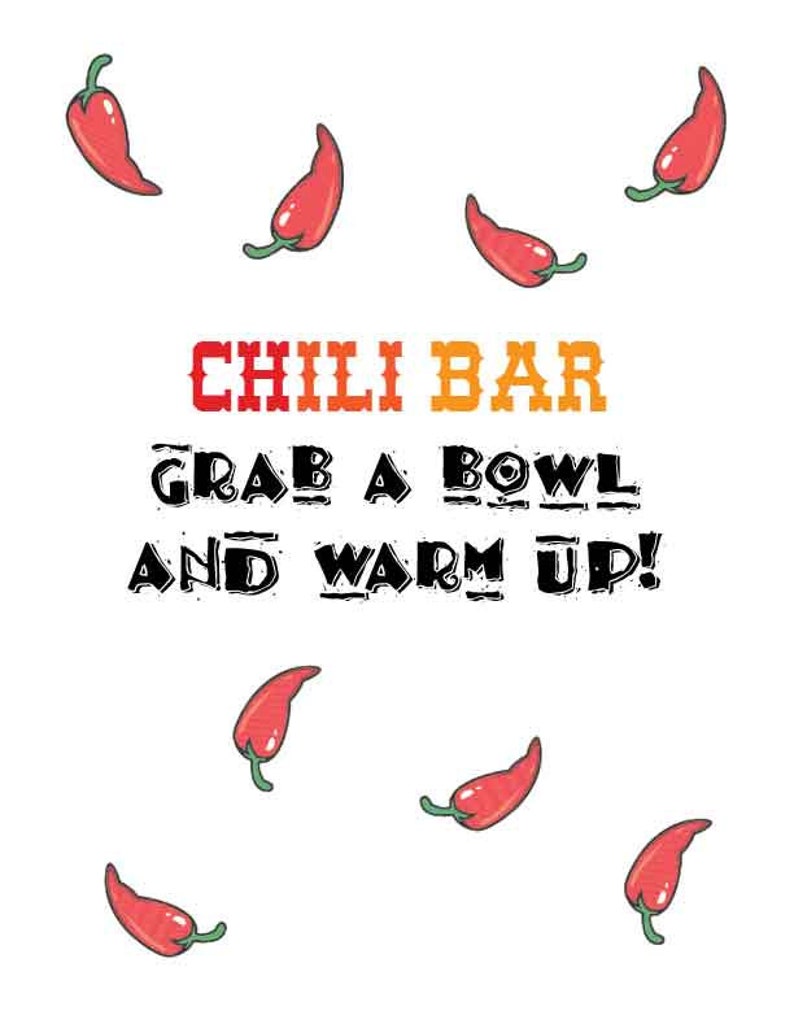 Chili Bar Sign Printable Instant Digital Download, Chili Cook Off, Fall ...