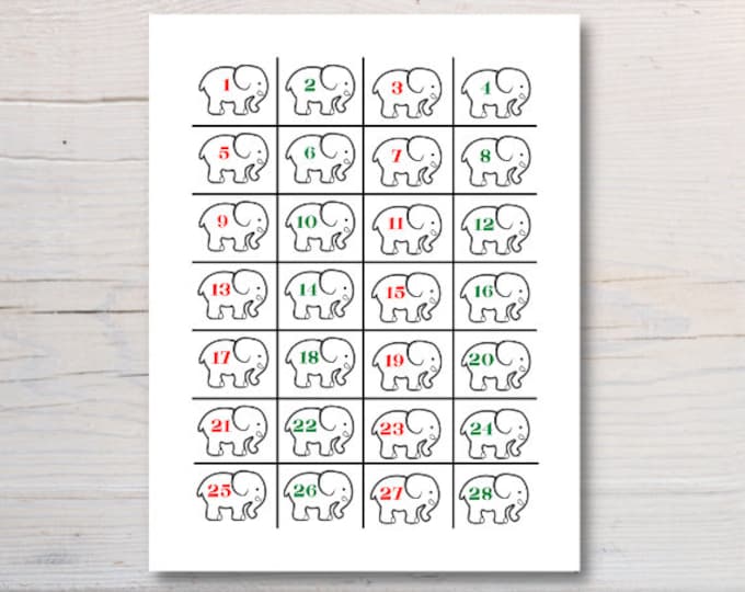 White Elephant Gift Exchange Number Cards Printable Instant Digital ...