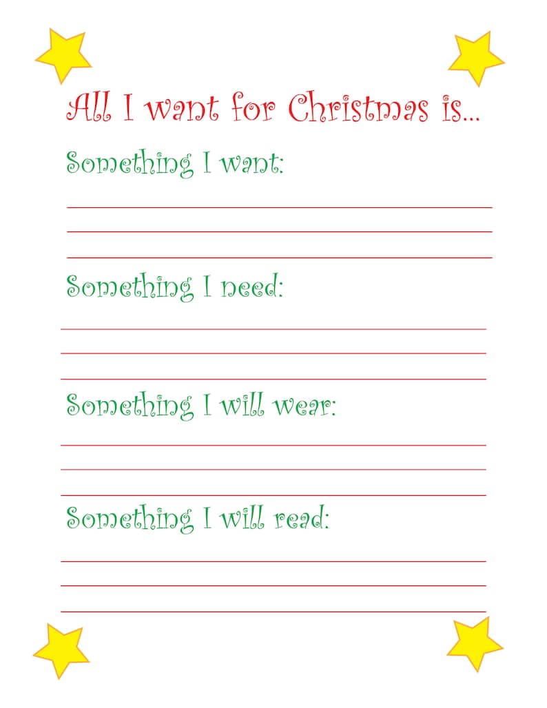 Christmas Wish List Kids Activity Printable Instant Digital Download ...