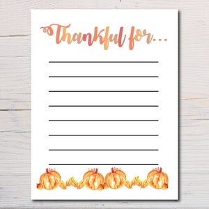 Thankful for List Printable Instant Digital Download, Thankful ...