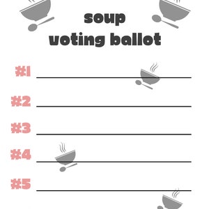 Soup Cook-off Voting Ballot Printable Instant Digital Download, Soup ...