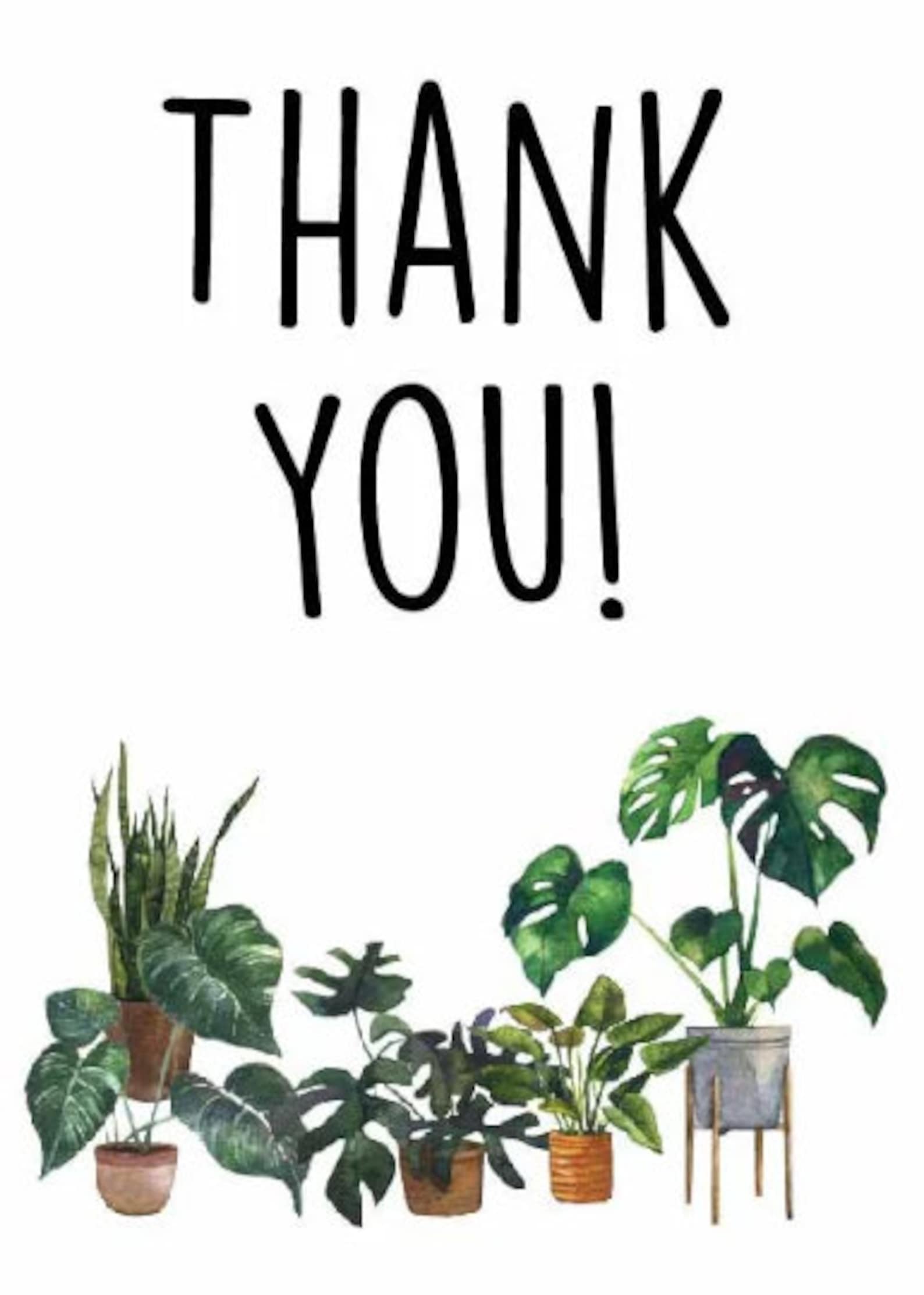 Plant Thank You Printable Card Instant Digital Download, Houseplant ...