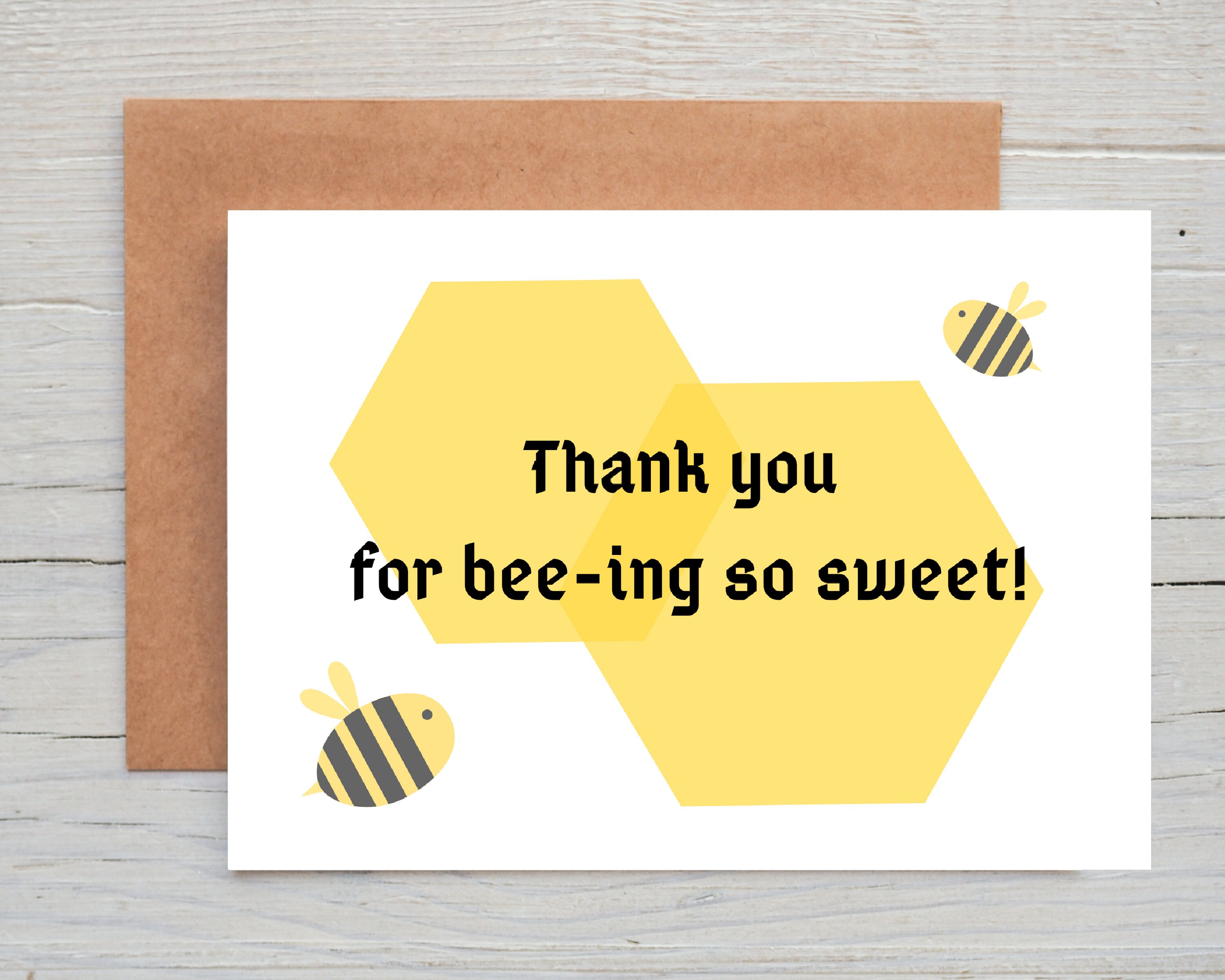 Thank You for Bee-ing so Sweet Printable Card Instant Digital Download ...
