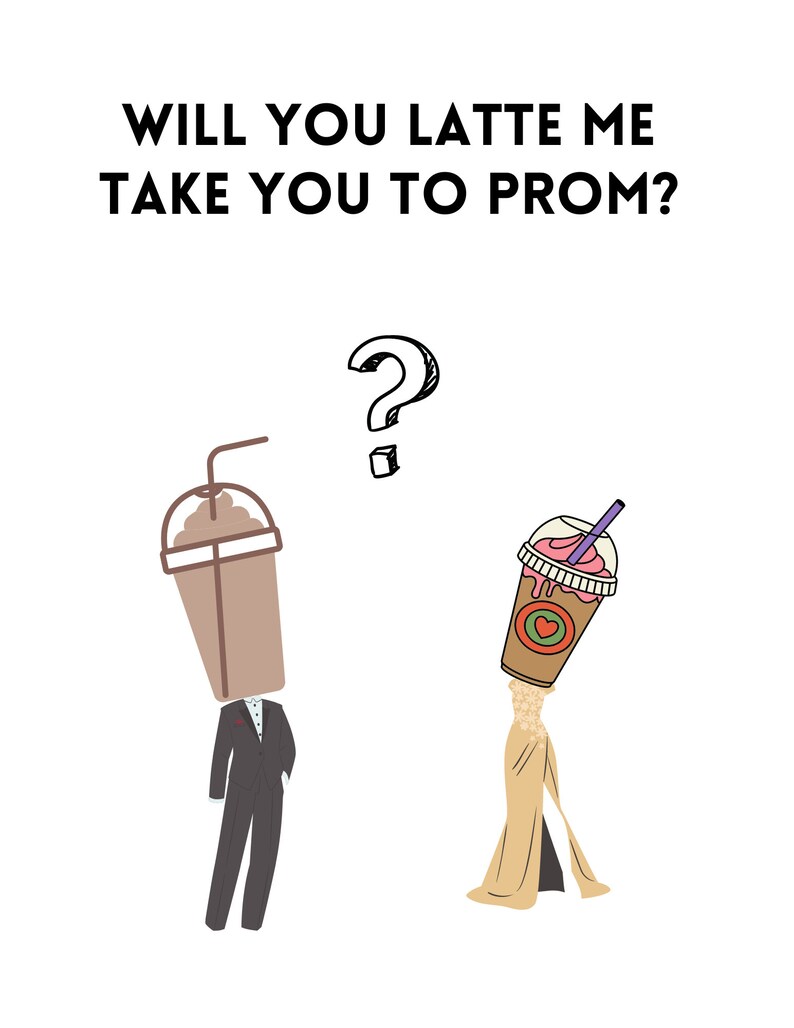 Iced Latte Prom Proposal Sign Printable Instant Digital Download, Latte ...