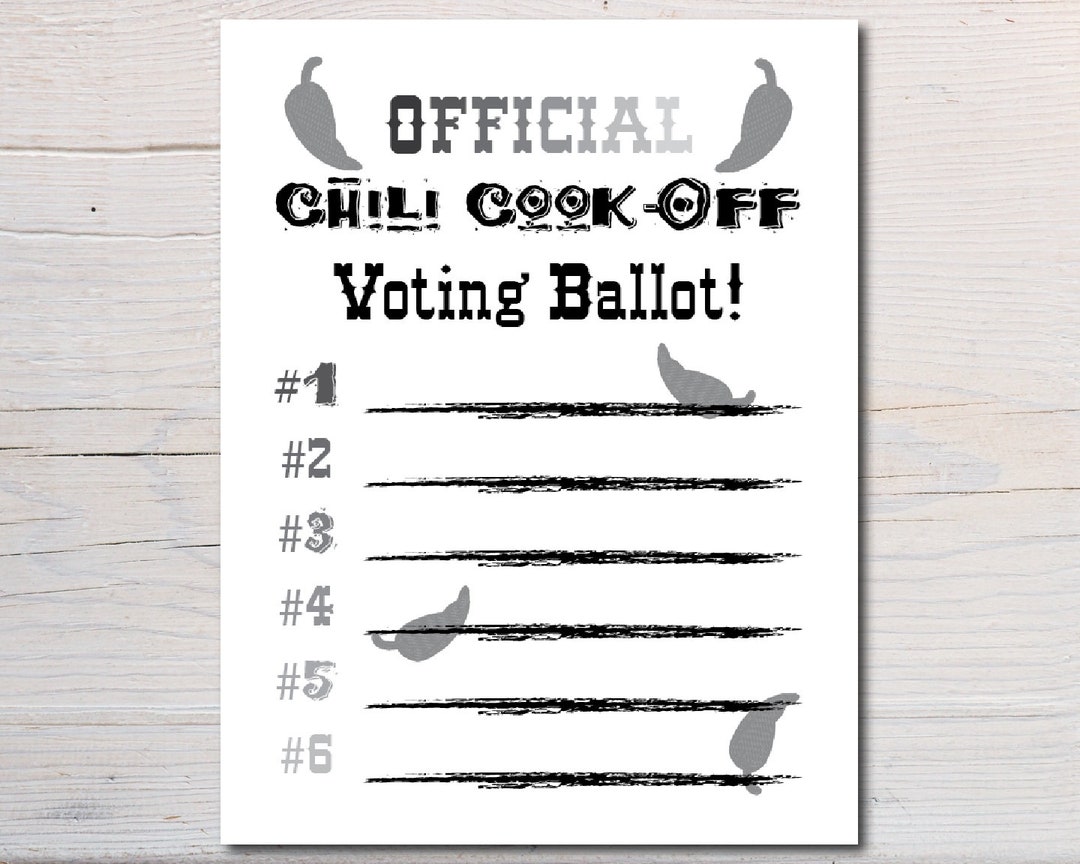 Chili Cook-off Voting Ballot Printable Instant Digital Download, Chili ...
