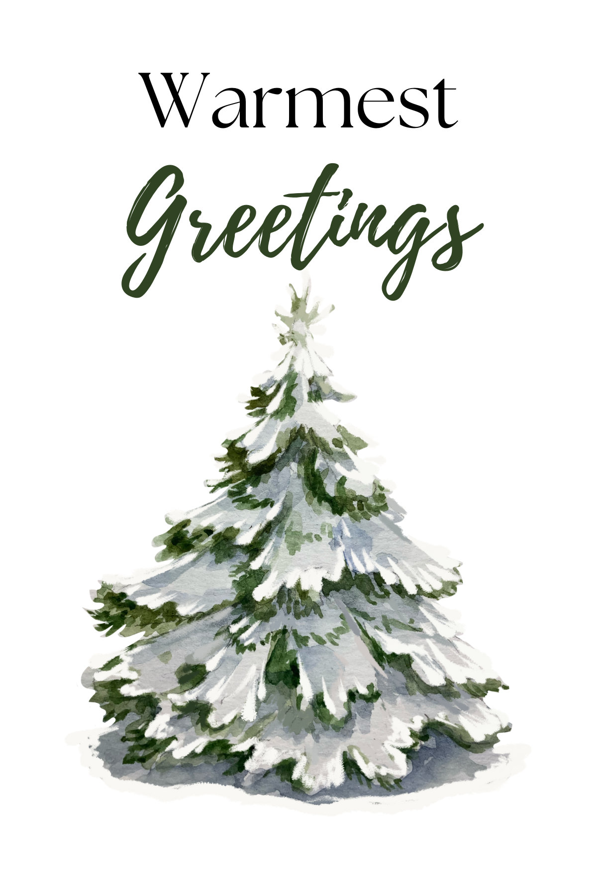 Pine Tree Christmas Card Printable Instant Digital Download, Holiday ...