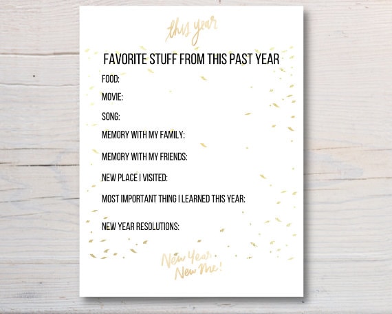 Year in Review and New Years Resolutions Printable Instant - Etsy