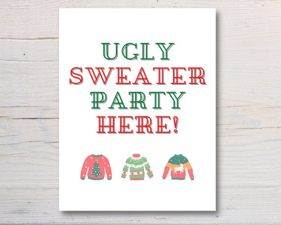 Ugly Sweater Party Sign Printable Instant Digital Download, Ugly ...