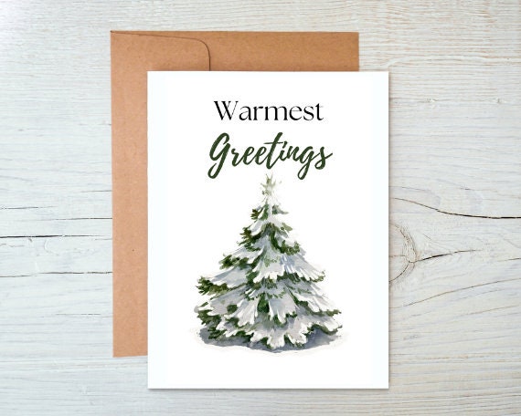 Pine Tree Christmas Card Printable Instant Digital Download, Holiday ...