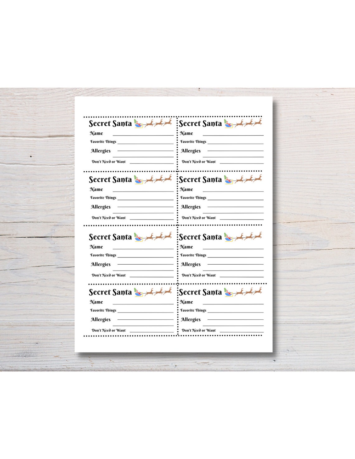 Secret Santa Gift Exchange Printable Instant Digital Download ...