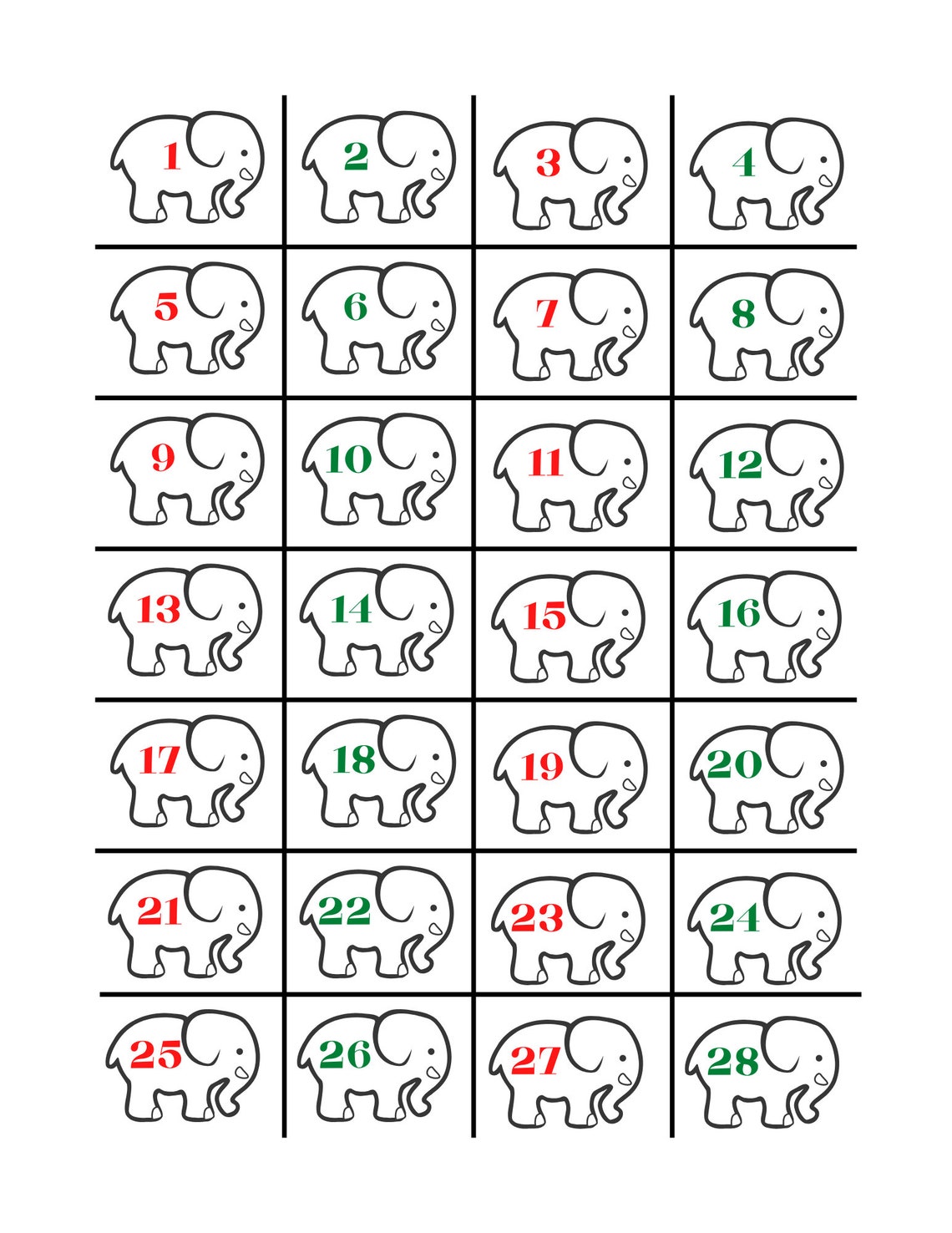 White Elephant Gift Exchange Number Cards Printable Instant Digital ...