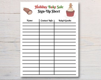 Editable Bake Sale Sign up Sheet, Digital Download - Etsy