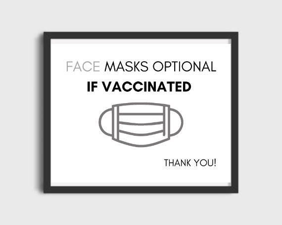 Face Masks Optional if Vaccinated Sign Printable Instant Digital ...