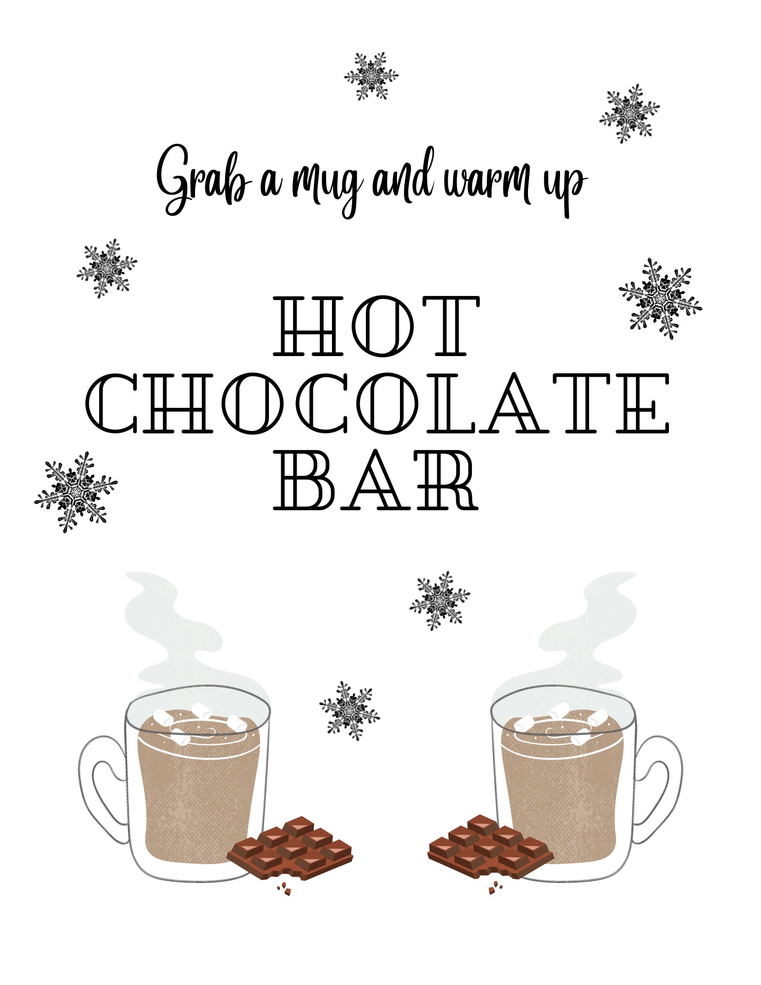Hot Chocolate Bar Sign Printable Instant Digital Download, Hot Cocoa ...
