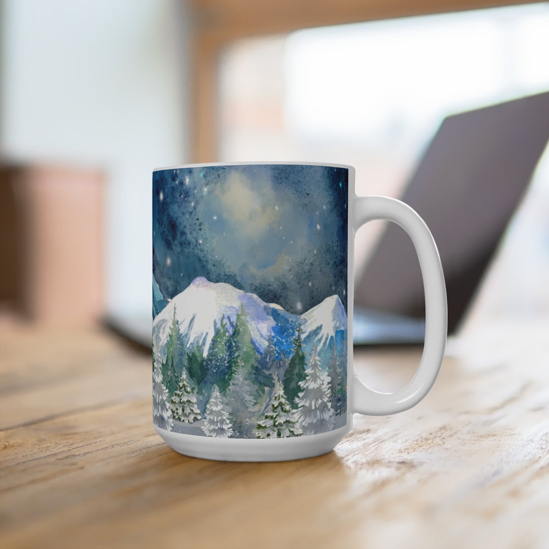 Starry Sky Winter Woodland Mug, Snowy Woodland, Winter Rustic ...