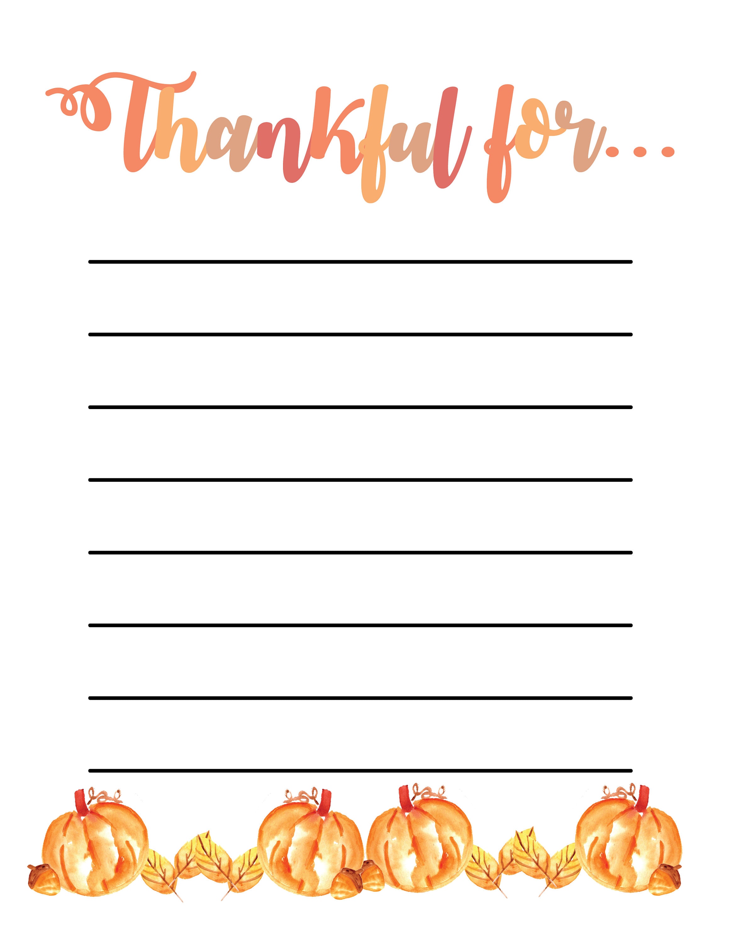 Thankful for List Printable Instant Digital Download, Thankful ...