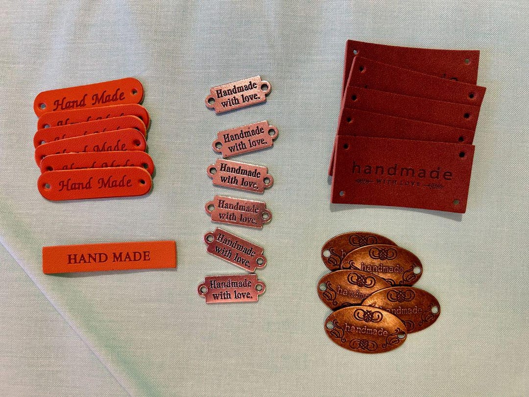 Hand Made Sewing Labels - Assorted Metal and Faux Leather - Etsy