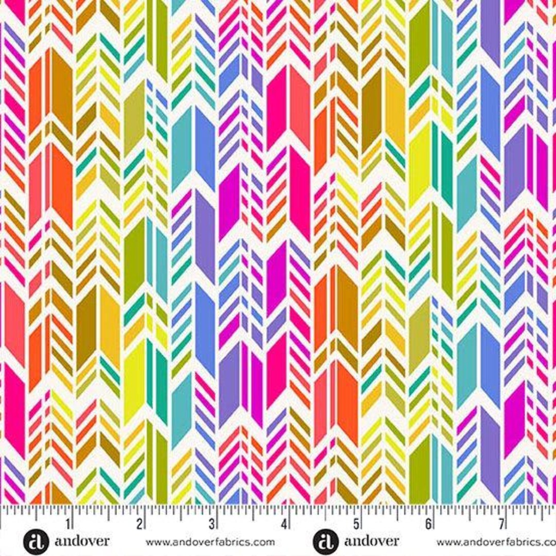 Alison Glass - Color Wheel - Spectrum Feathers Fabric in Day - Etsy