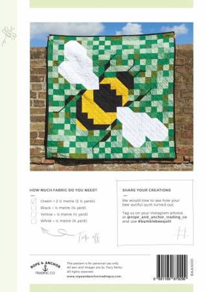 Bumble Bee Quilt Pattern by Tracy Perks From Rope and Anchor Trading Co. - Etsy
