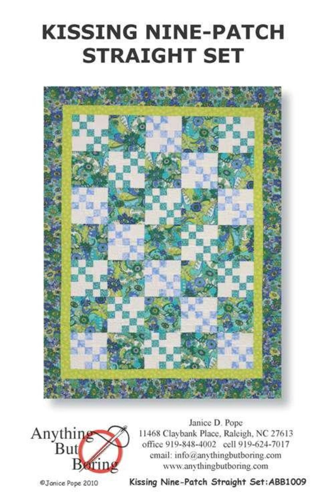 Kissing Nine-patch Straight Set Quilt Pattern by Janice D. Pope of ...
