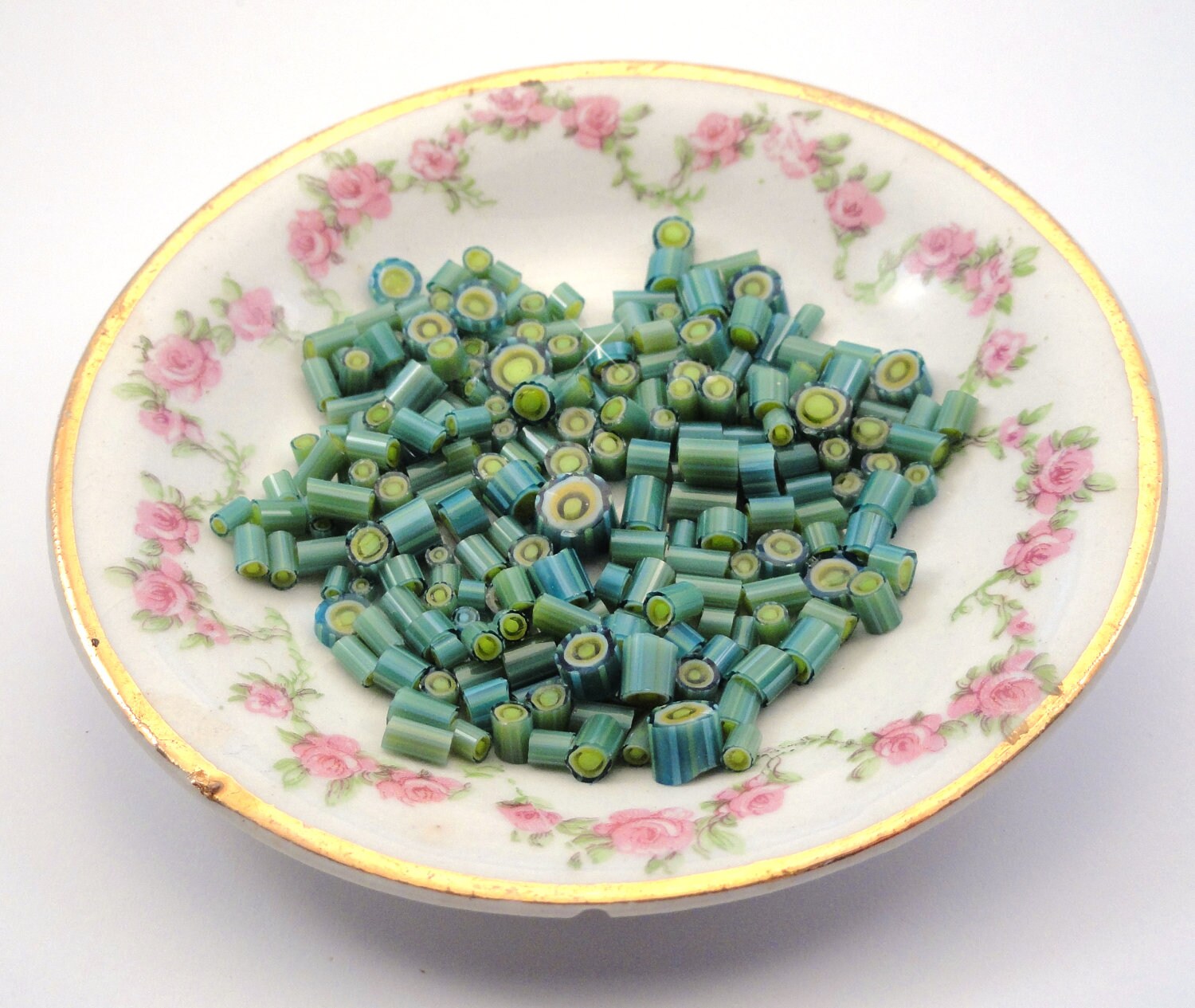 Teal Next Time.....handmade Murrini Chips...millefiori Slice - Etsy