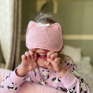 CROCHET PATTERN / Crochet Eye Mask Pattern With Cat Ears and Bow / PDF ...