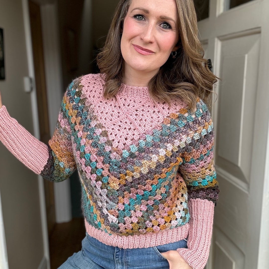 Modern Granny Square Sweater Pattern PDF | XS-5XL (30-62" Chest ...